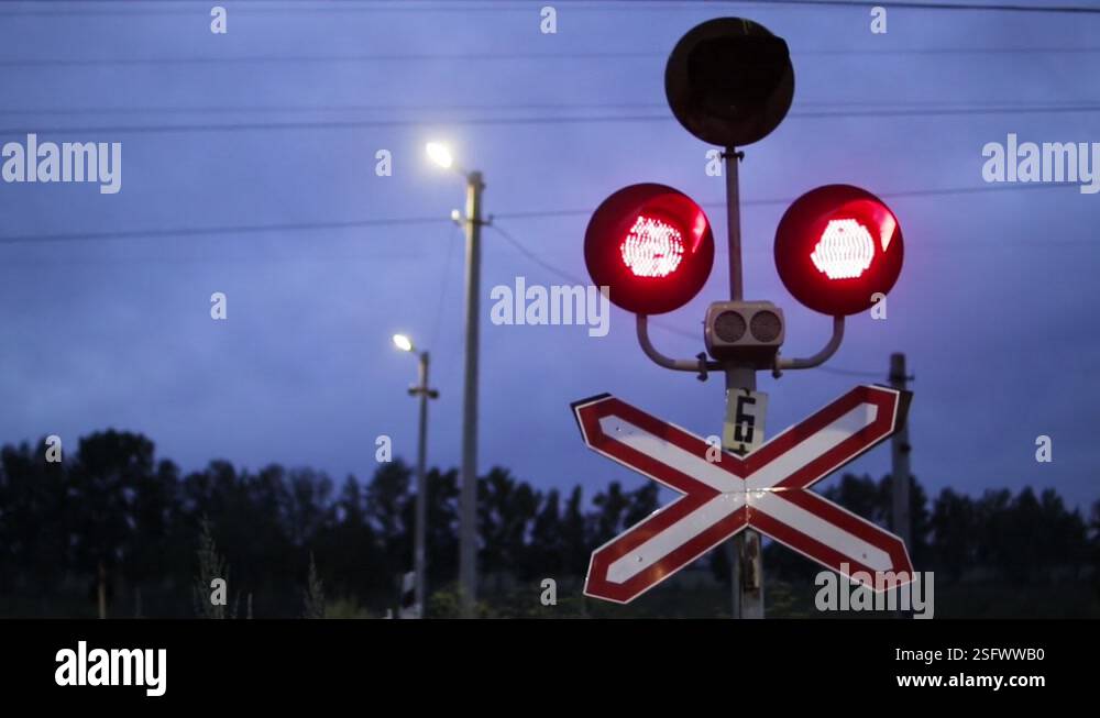 The railway traffic light is red. Stop signal for a stop at a railway ...