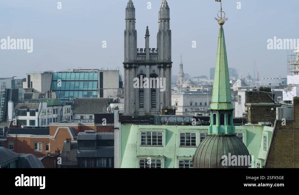 cinematic aerial featuring St Pauls and the london skyline Stock Video ...