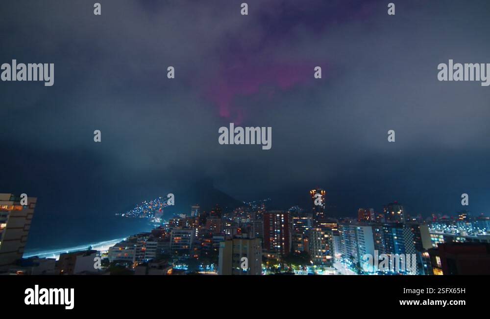 Rio de Janeiro. Purple sky over the city of Rio de Janeiro as seen from ...
