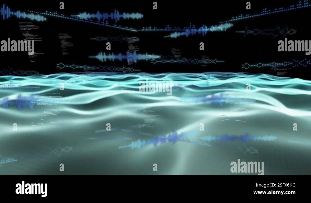 Animation of graphs and data in digital space with waves Stock Video ...