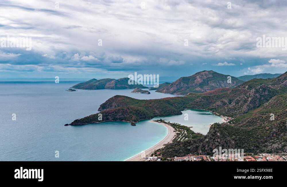 Mediterranean bays and beach blue water sky footage aerial green pine trees Stock Video Footage ...