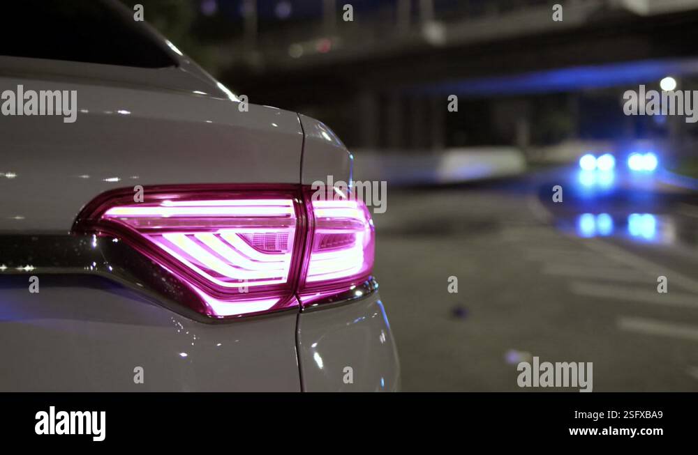 Close up view of rear light of car. modern diode parking light of car ...
