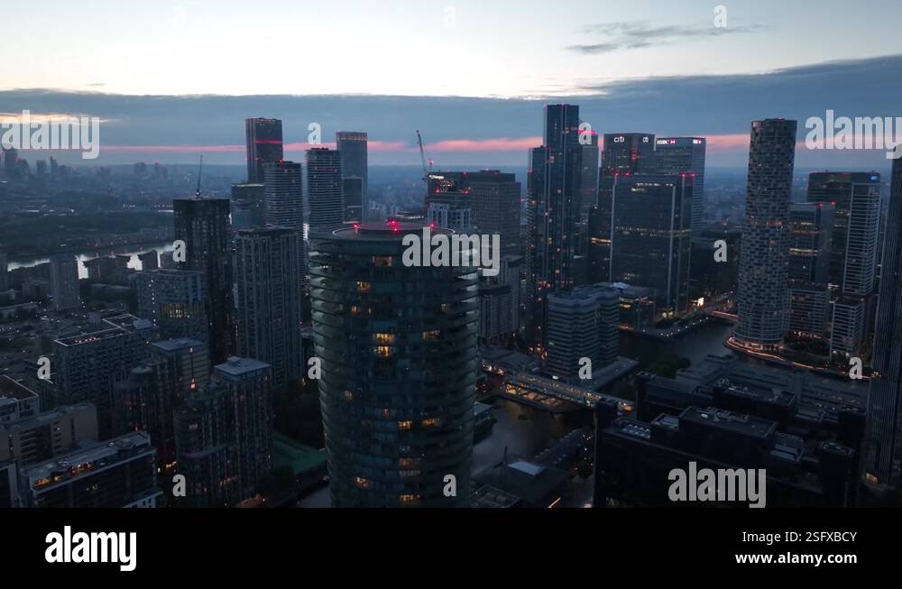 Baltimore Tower along skyscrapers in the Canary Wharf Stock Video ...