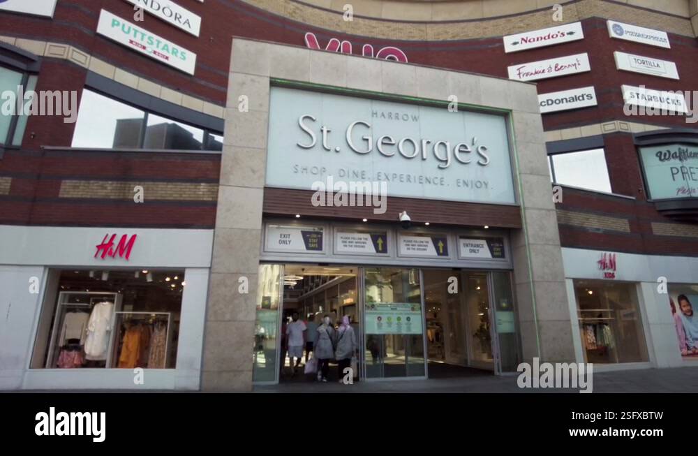 Entrance To St George's Shopping Centre In Harrow With People Entering ...