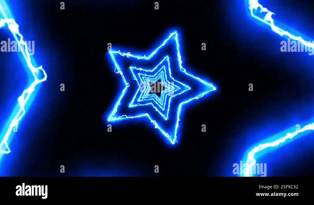 Animation blue light stars shape on black background Stock Video ...
