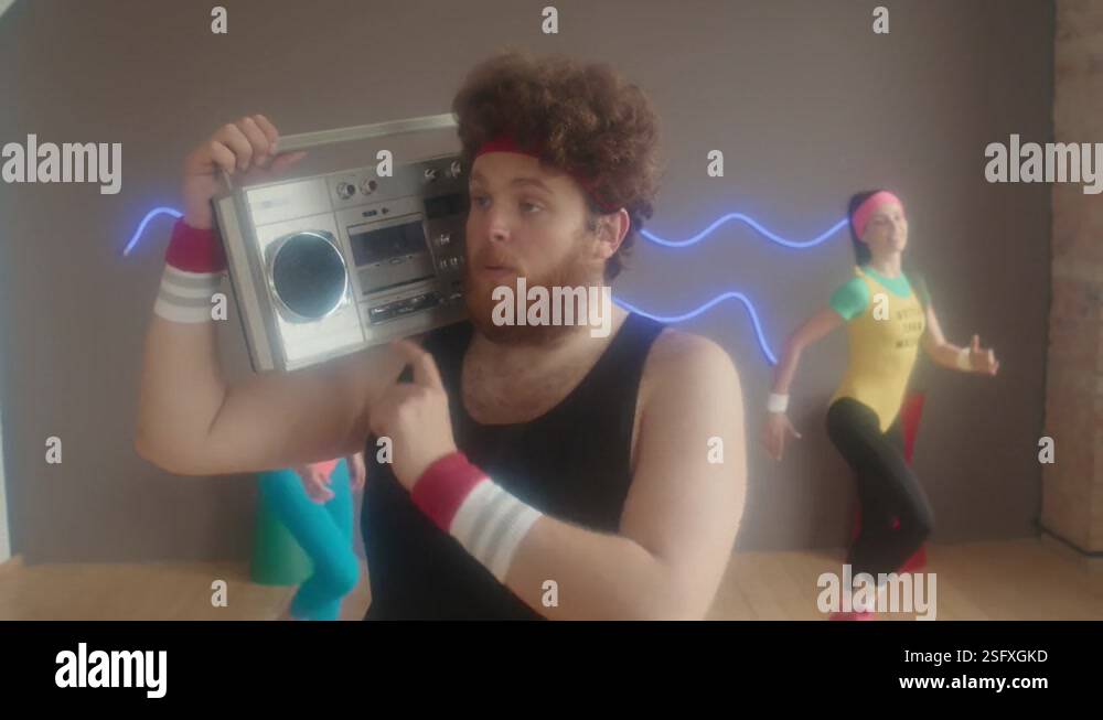Man Dancing with Stereo Stock Video Footage - Alamy