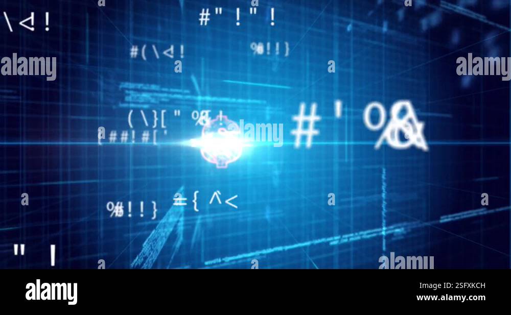 Animation of math symbols and dollar over blue background with ...