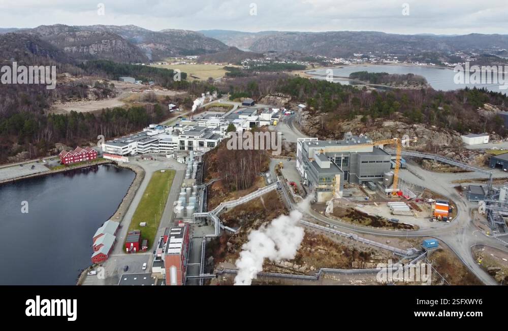 GE Healthcare industrial area in Lindesnes Norway - Aerial panoramic ...