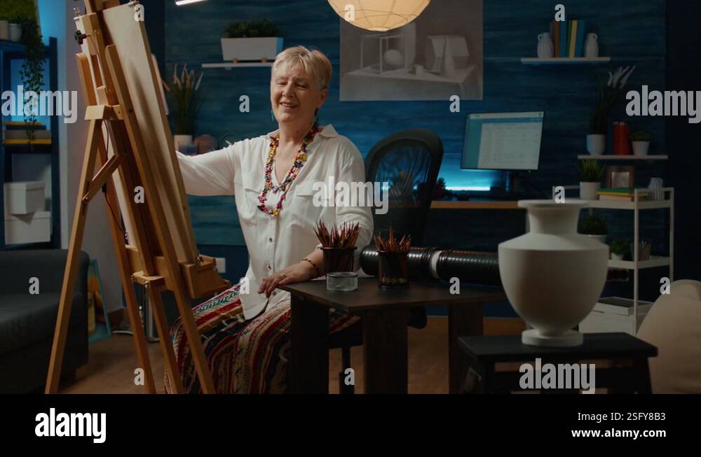 Old artist using vase model to draw authentic masterpiece Stock Video ...