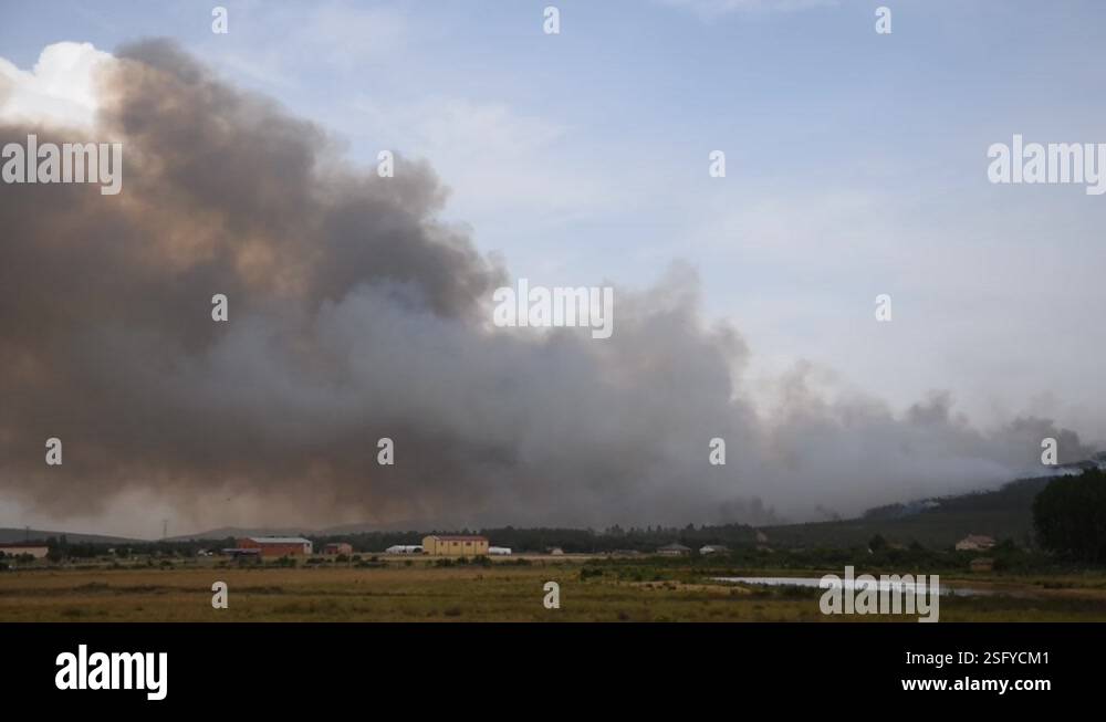 Smoke Over Burning Forest. Large Smoke Clouds in a Wild Fire in Spain ...