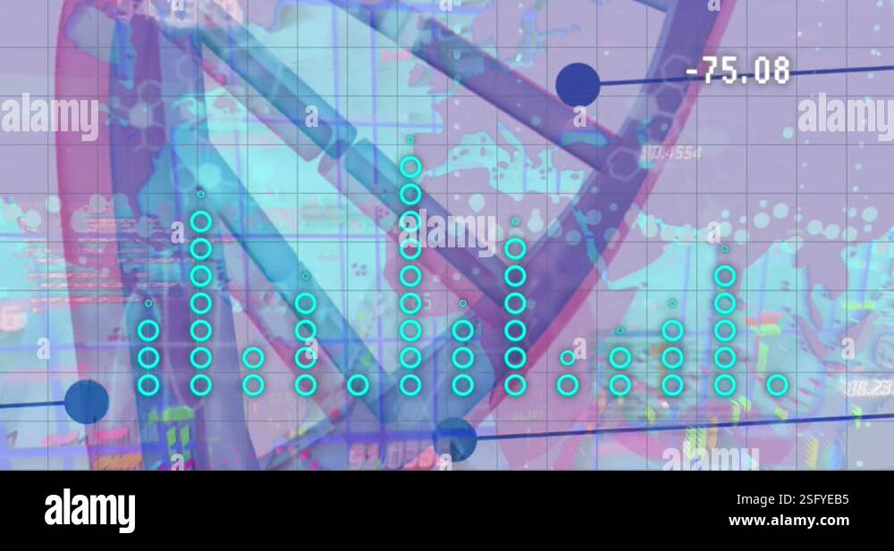 Animation of graphs, dna and numbers over world map Stock Video Footage ...