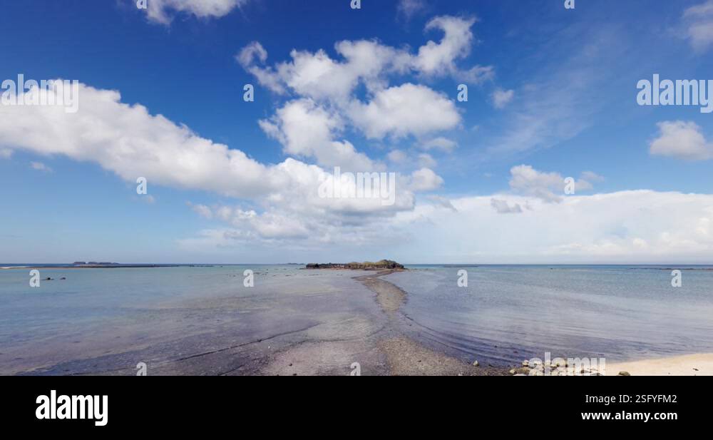 Low tide walking path connect Kueibishan and Chi Yu Island at Penghu of ...