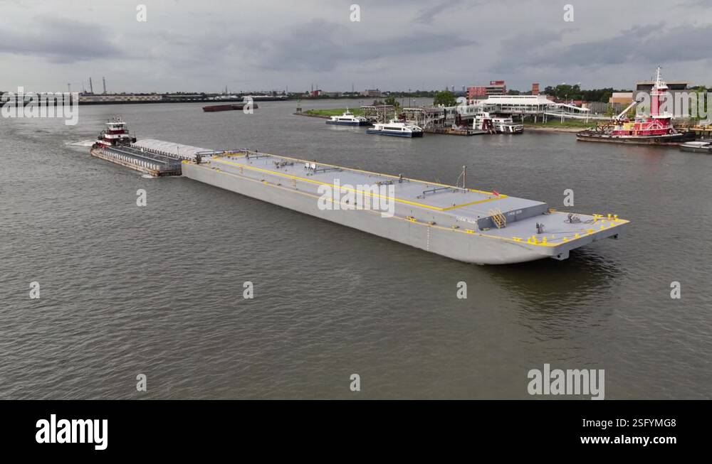 Push boat and barge on the Mississippi River in New Orleans Stock Video ...