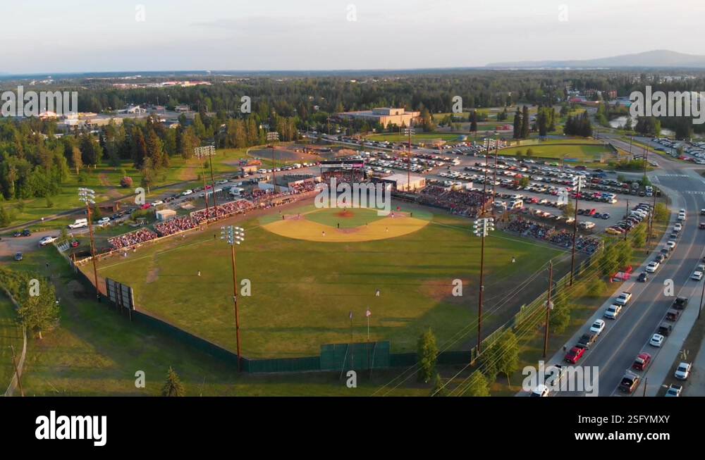 4K Drone Video of Baseball Game at Growden Memorial Field in Fairbanks ...