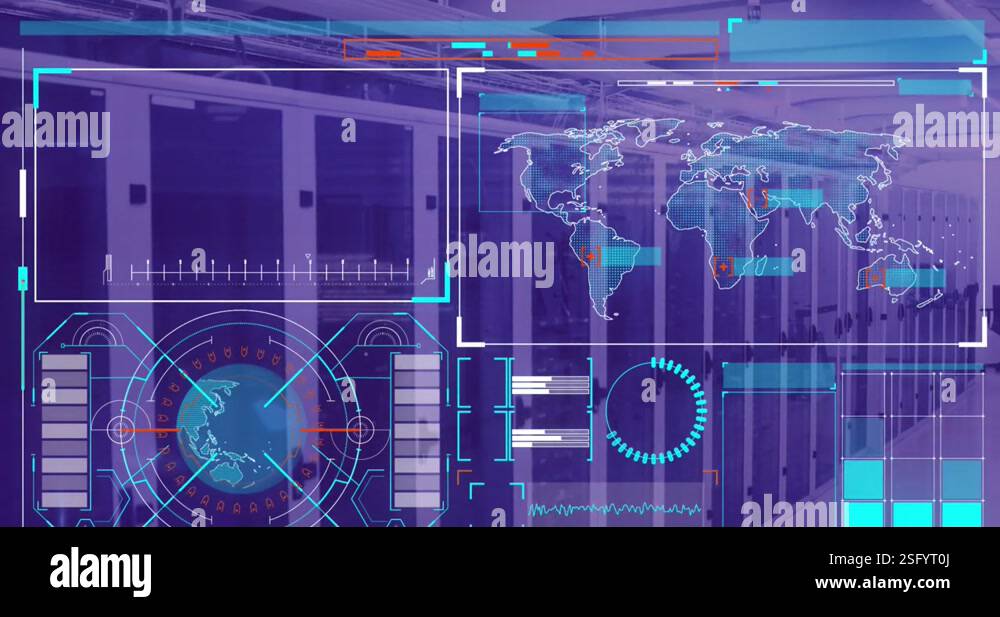Animation of interface with data processing against computer server ...