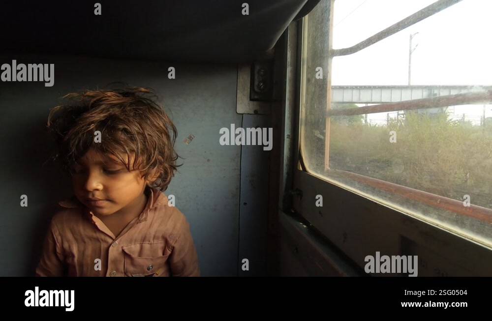 Indian kid sitting at Train window, Bihar, India Stock Video Footage ...