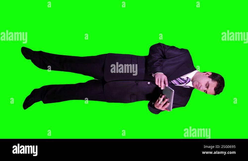 Young Businessman Tablet PC Bad News Full Body Greenscreen Stock Video ...