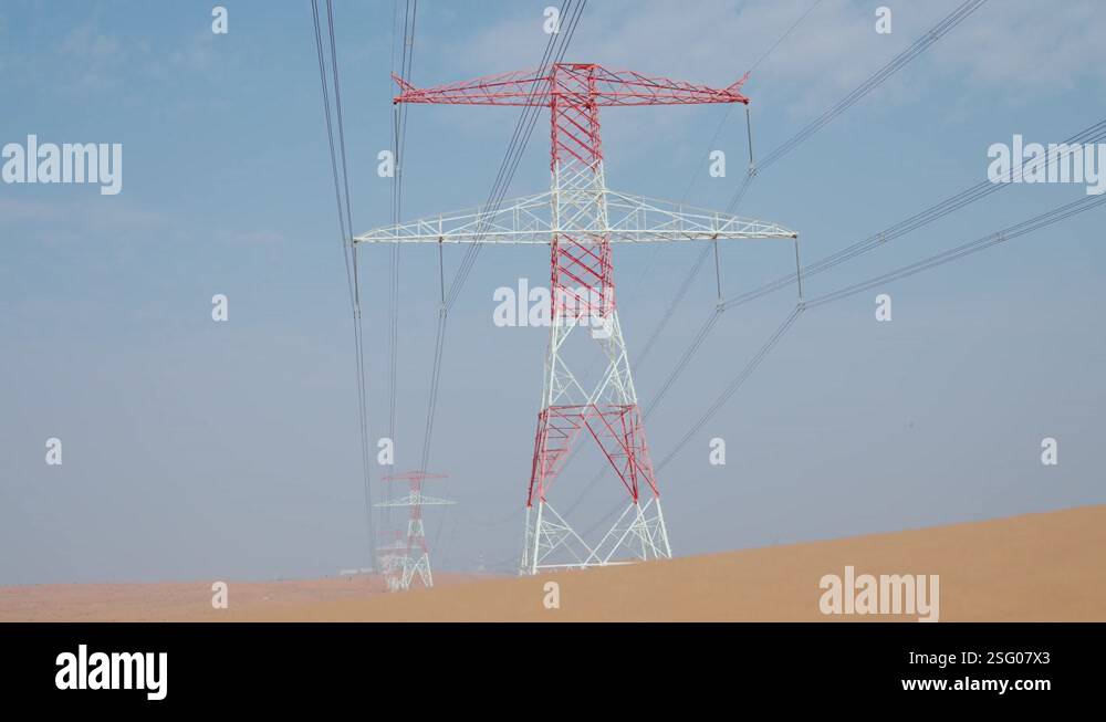 Power line, industrial view on the line of electric transmissions in ...
