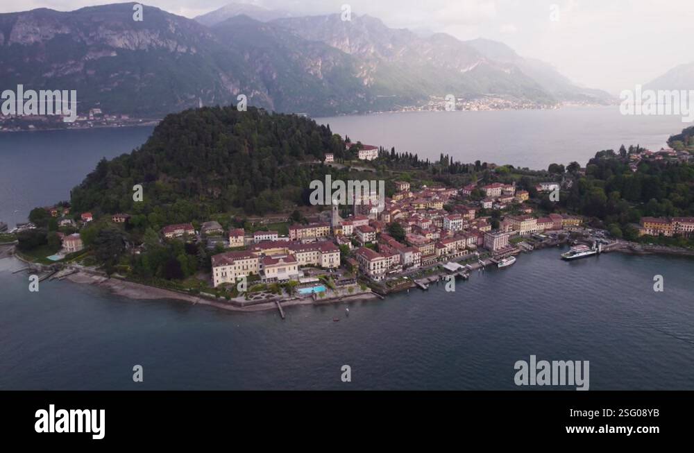Charming Bellagio village built on promontory going out into Lake Como ...