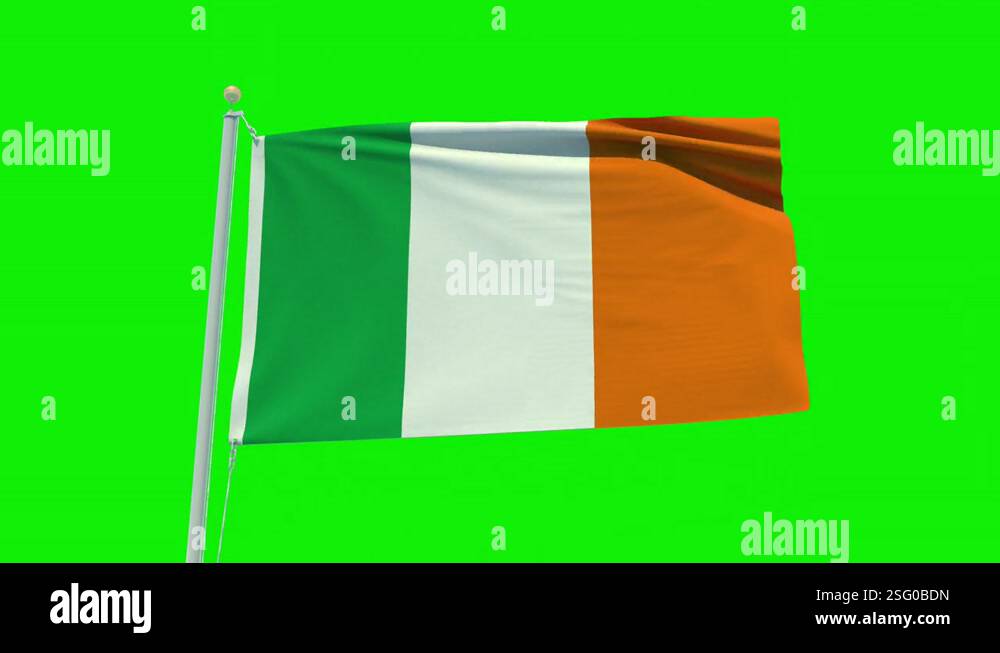 Seamless loop animation of the Ireland flag on a green screen ...
