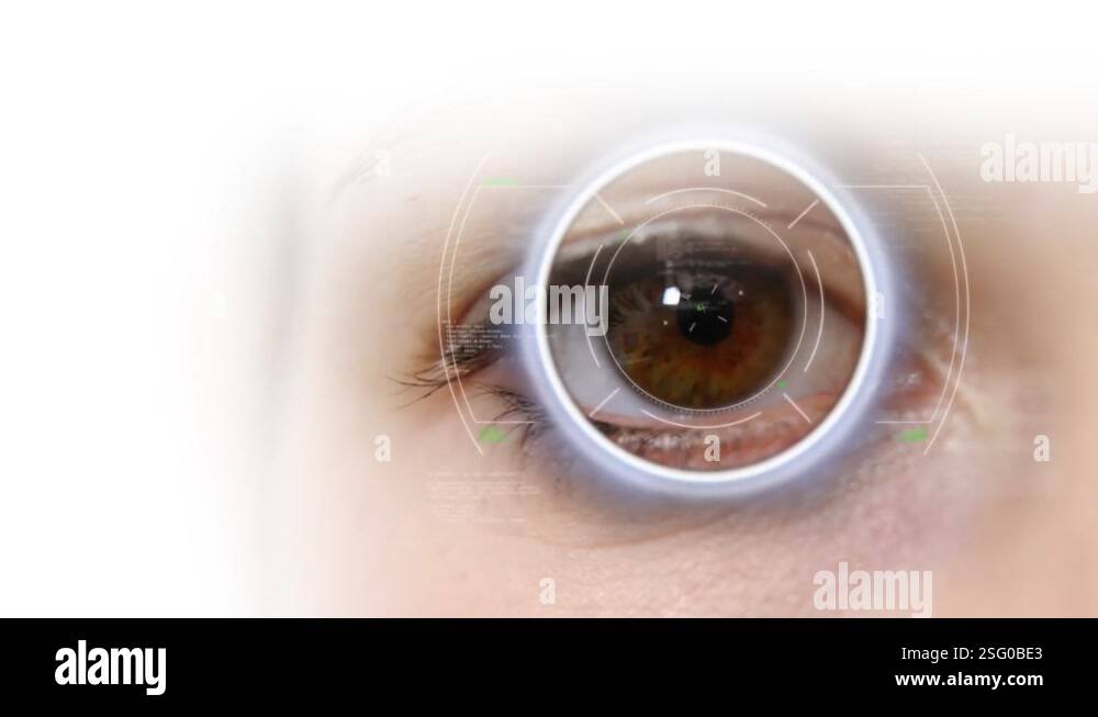 Animation of viewfinder and circle eye of caucasian woman Stock Video ...