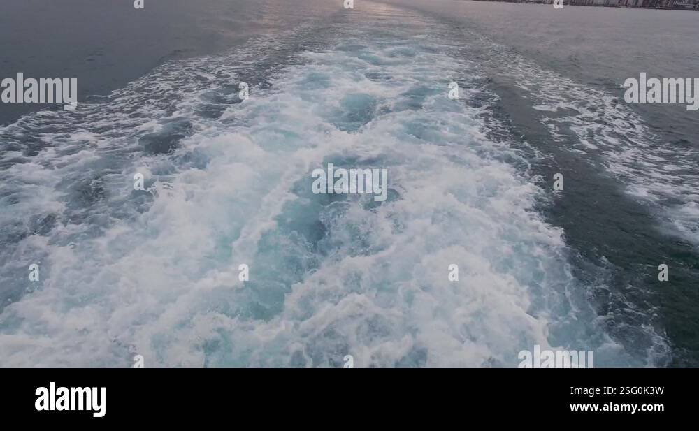 White Foaming Sea Water Comming Out From Ferry Boat Jet Powered Engine ...