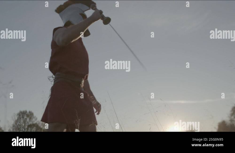 Ancient Greek Spartans in helmets and armor fight with swords ...