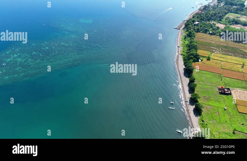 Aerial Tilt Up Beautiful View Of Green Landscape Of Town, Drone ...