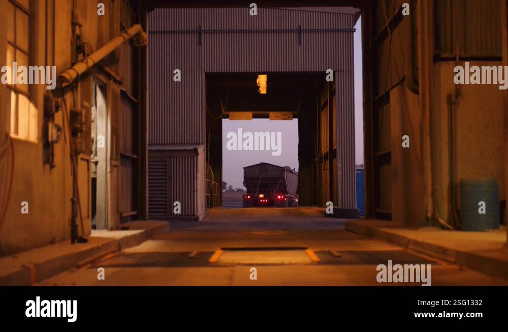 18 wheeler grain semi truck exits silo loading area Stock Video Footage ...