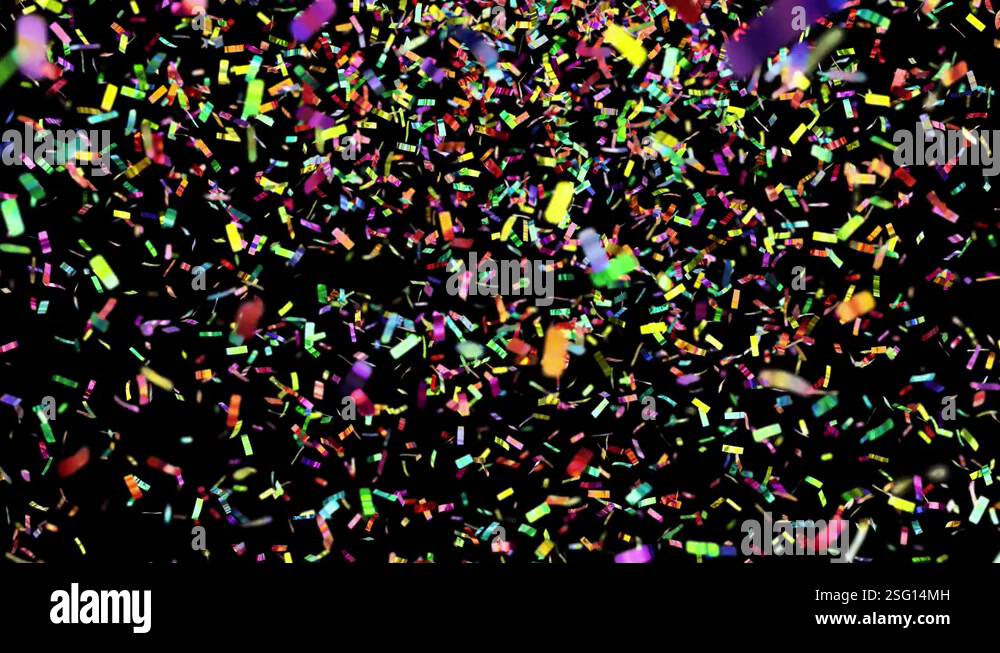 Falling colorful metallic confetti looping 3D animation with alpha ...