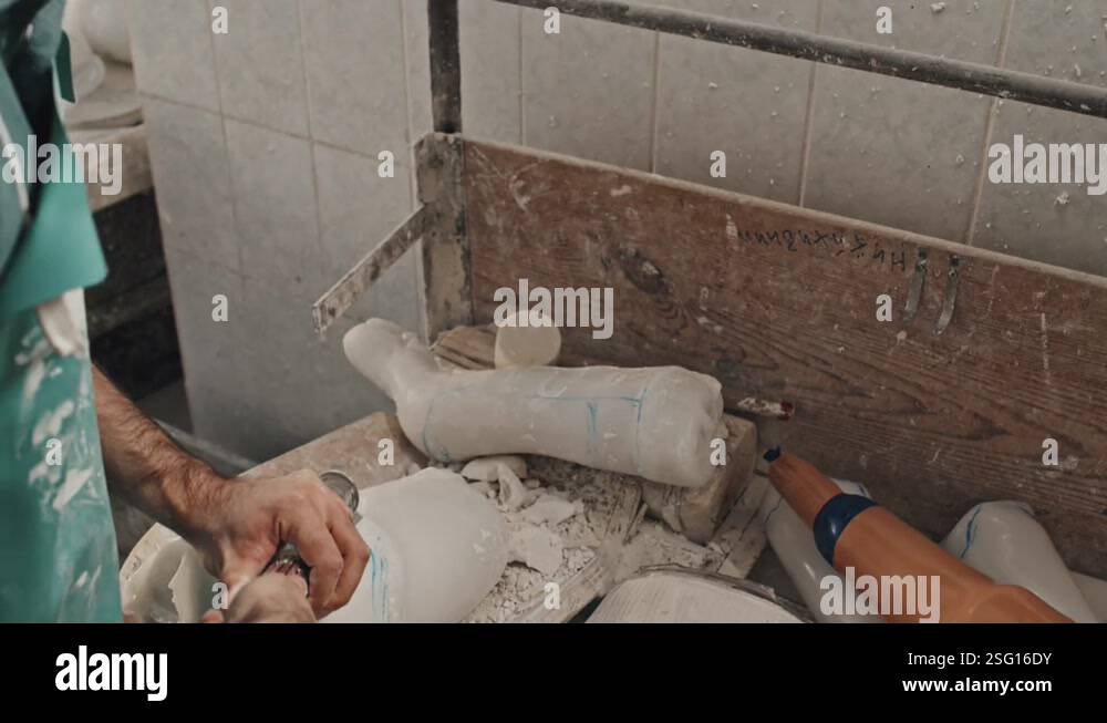 Man Working On Prosthetic Limb Socket Stock Video Footage Alamy