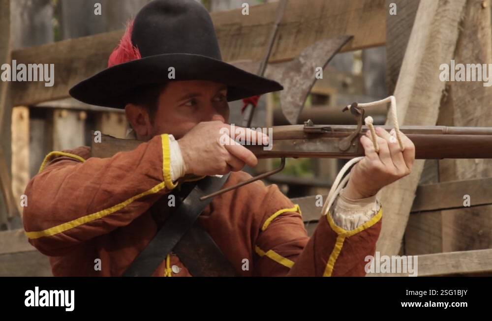 17th century Colonial American Militia Soldier FIRES Matchlock Stock ...
