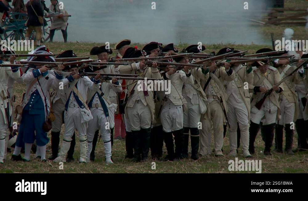American Revolutionary War French Soldiers FIRE muskets in Battle Stock ...