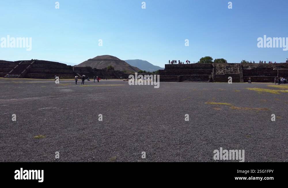 POV shot of the sun pyramid of the Aztec culture in Teotihucan Mexico ...