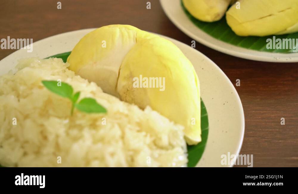 Durian with sticky rice - sweet durian peel with yellow bean, Ripe ...