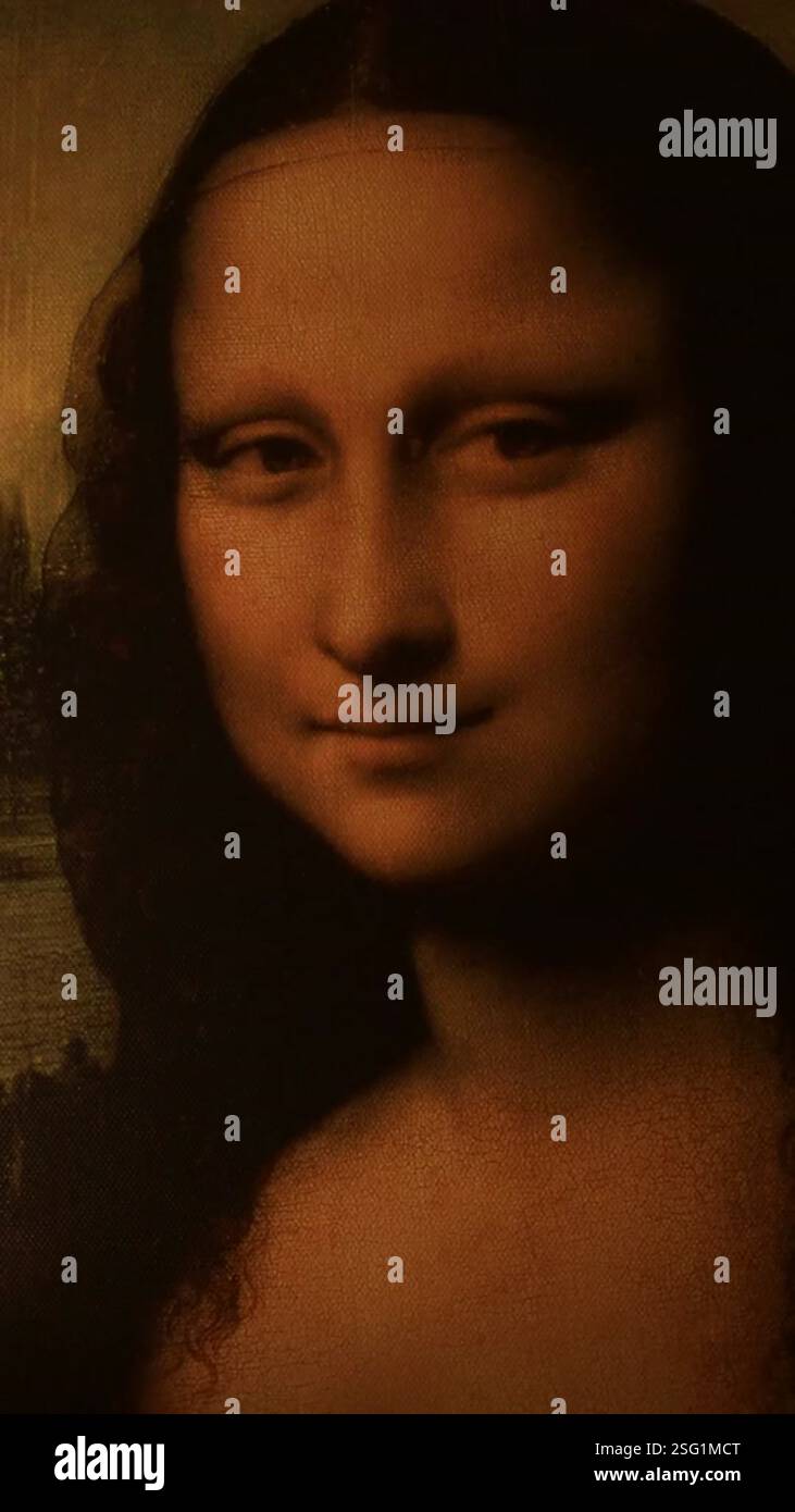 Gioconda o Mona Lisa illuminated, fade in out. Vertical 4K. Loop Stock ...