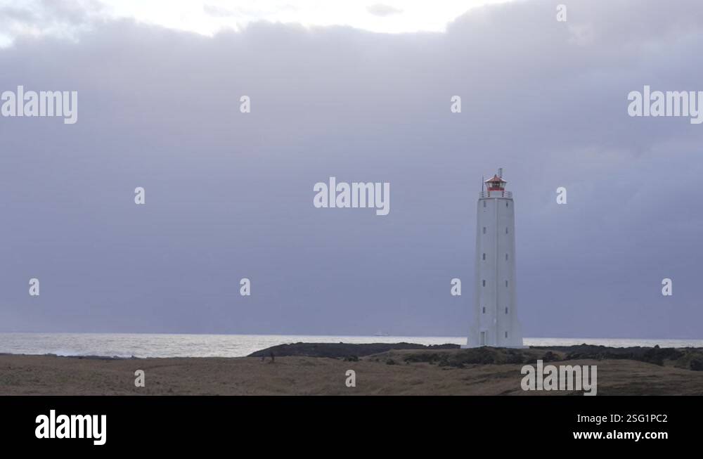 Malarrif lighthouse, Snaefelssnes Peninsula In Iceland. Cloudy day ...
