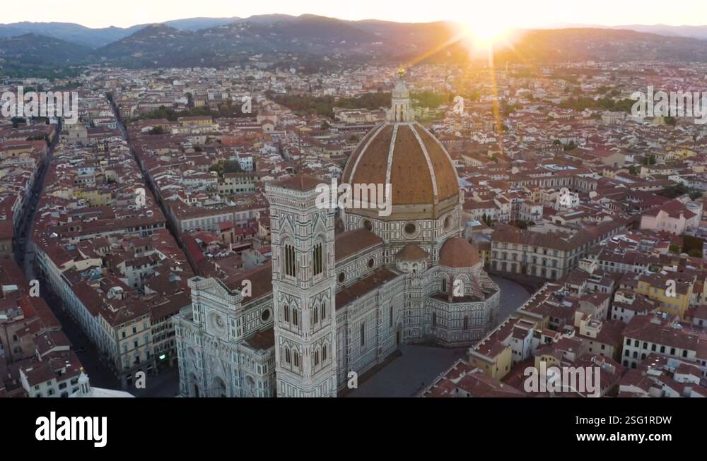 Amazing Drone Flight Over Florence Cathedral (The Duomo) with Sunburst ...