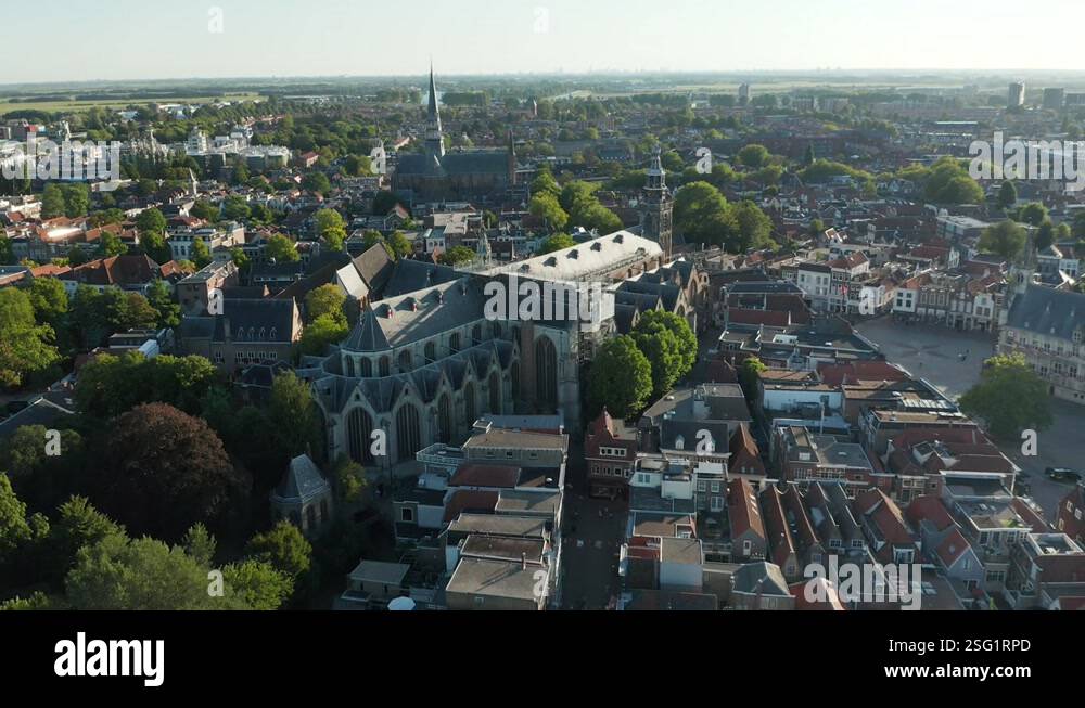 Gouda Town With Sint Jan Church, Houses And Its Old City Hall In The ...