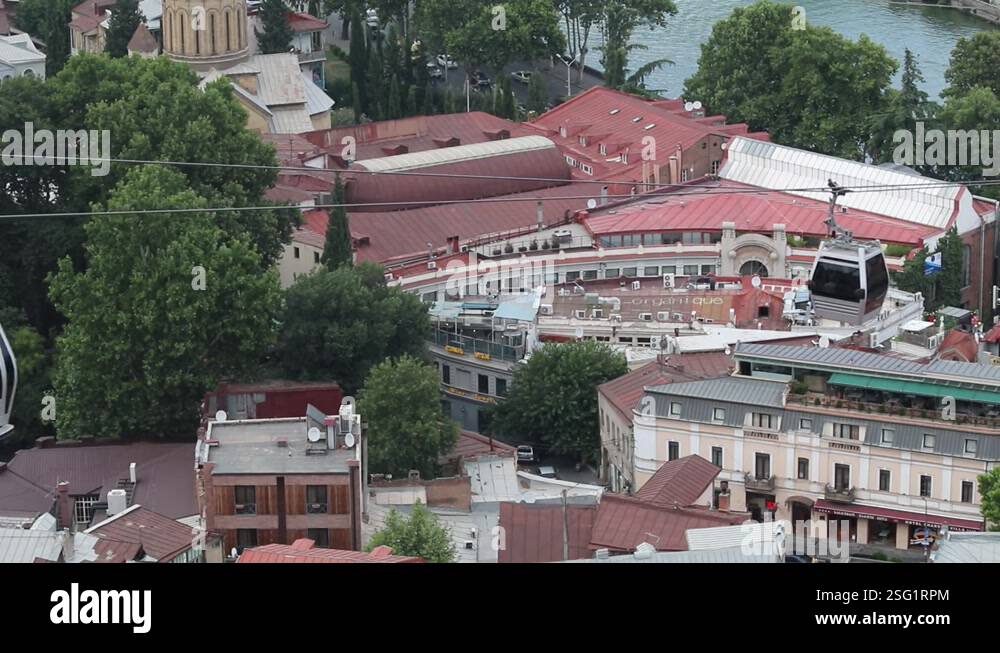 A close view of aerial tram also known as cable car in Tbilisi Stock ...