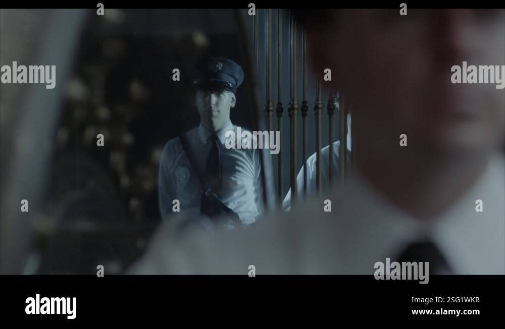 Armed Security Guards stand with Heavy Door, Bank Vault. Machine Gun ...