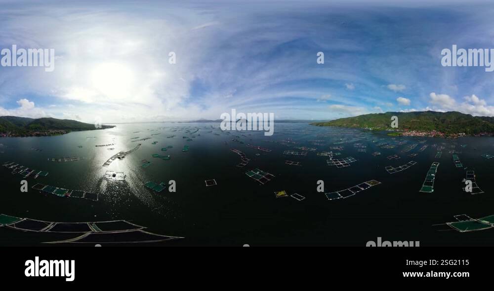 A fish farm in the Philippines. Virtual Reality 360. 8k Video Stock ...