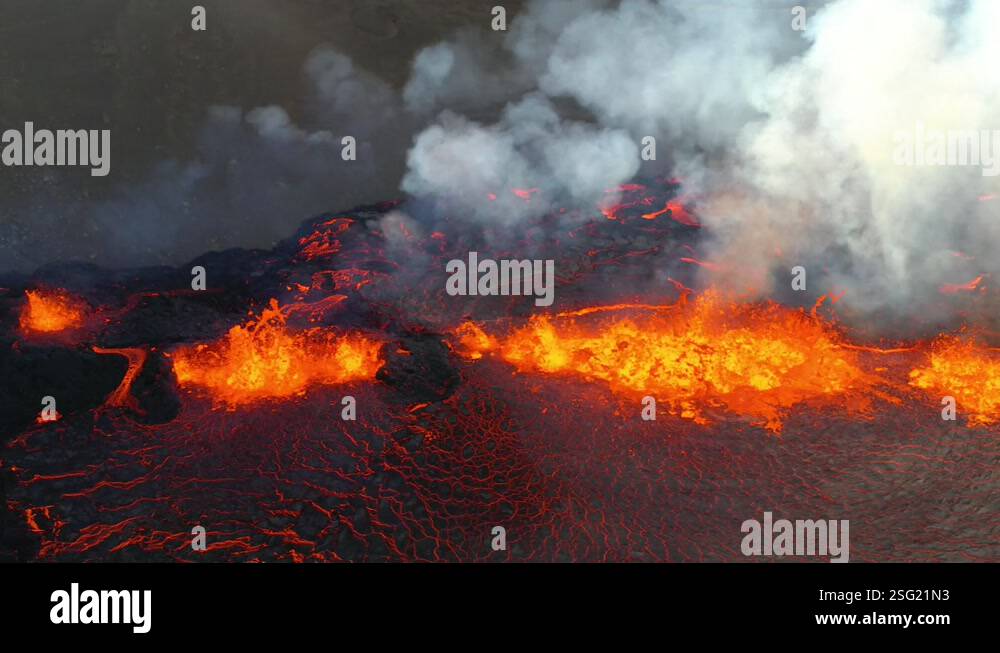 Boiling Erupting Lava During Fagradalsfjall Volcano Eruption In Iceland ...