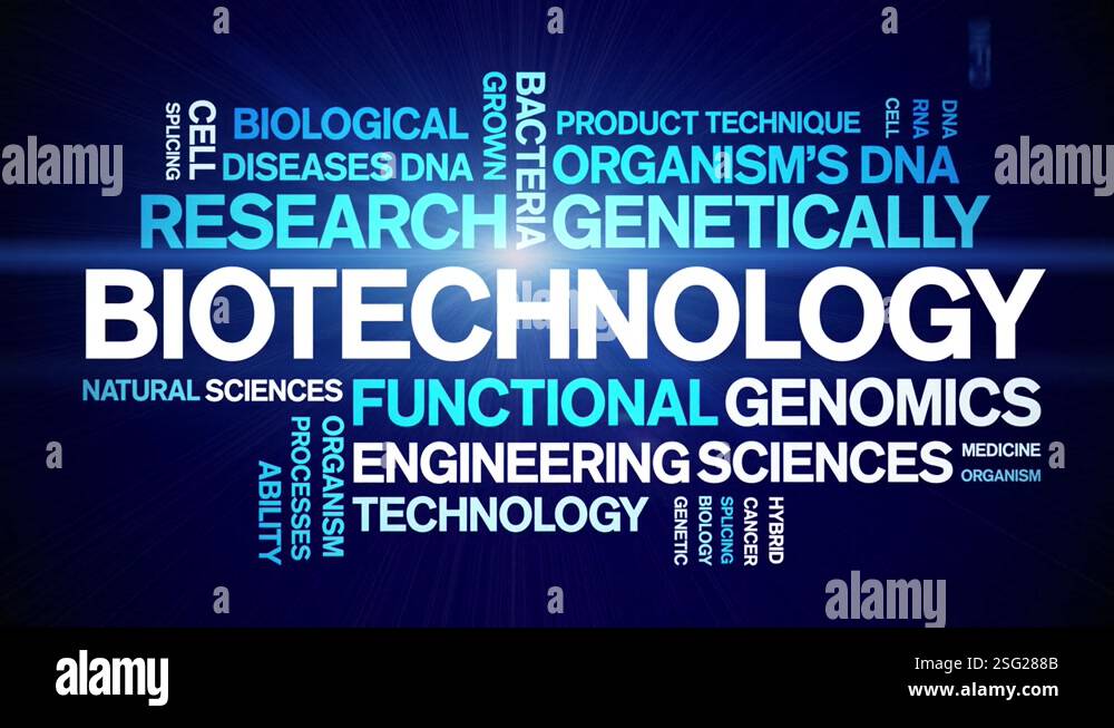 Biotechnology animated word cloud,animation kinetic typography seamless ...