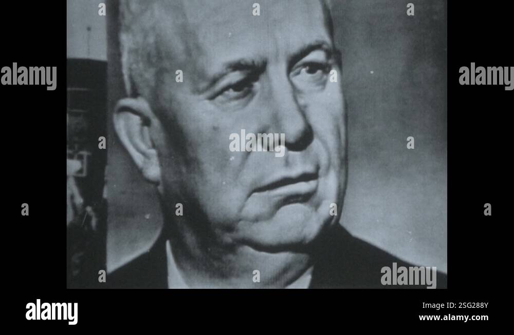 1960s: Narrator in front of photos of Stalin and Soviet flag. Text: Who ...