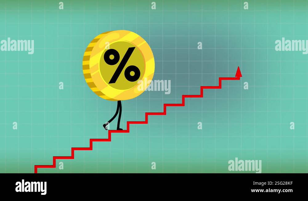 Percent rate still goes up the stairs chart seamless loop Stock Video ...