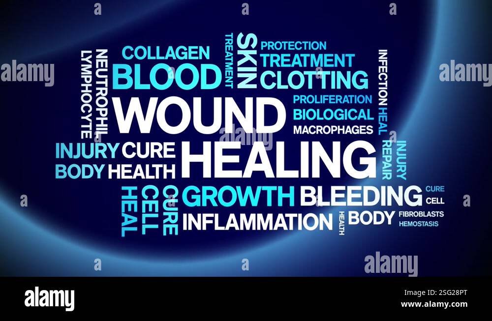 Wound Healing animated word cloud,animation kinetic typography seamless ...