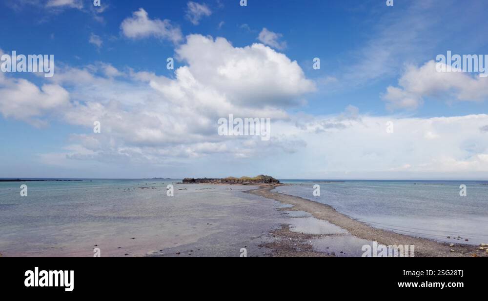 Low tide walking path connect Kueibishan and Chi Yu Island at Penghu of ...
