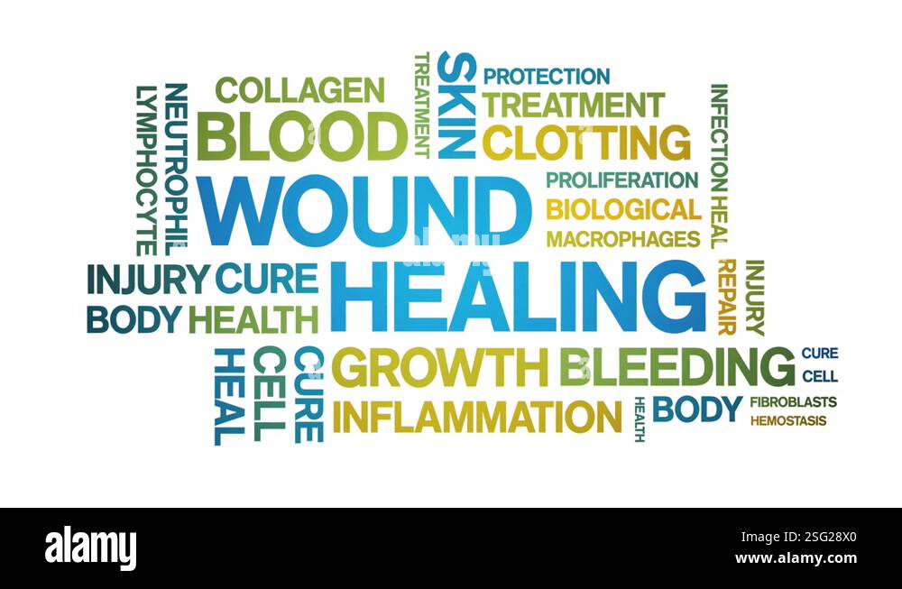 Wound Healing animated word cloud,animation kinetic typography seamless ...