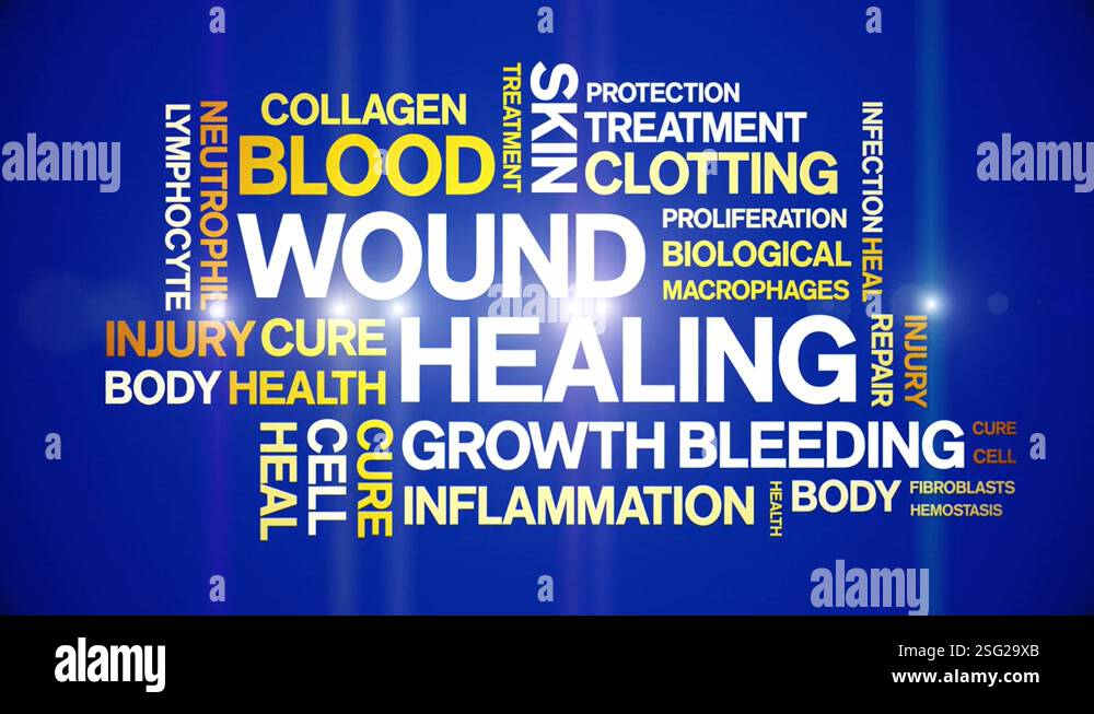 Wound Healing animated word cloud,animation kinetic typography seamless ...